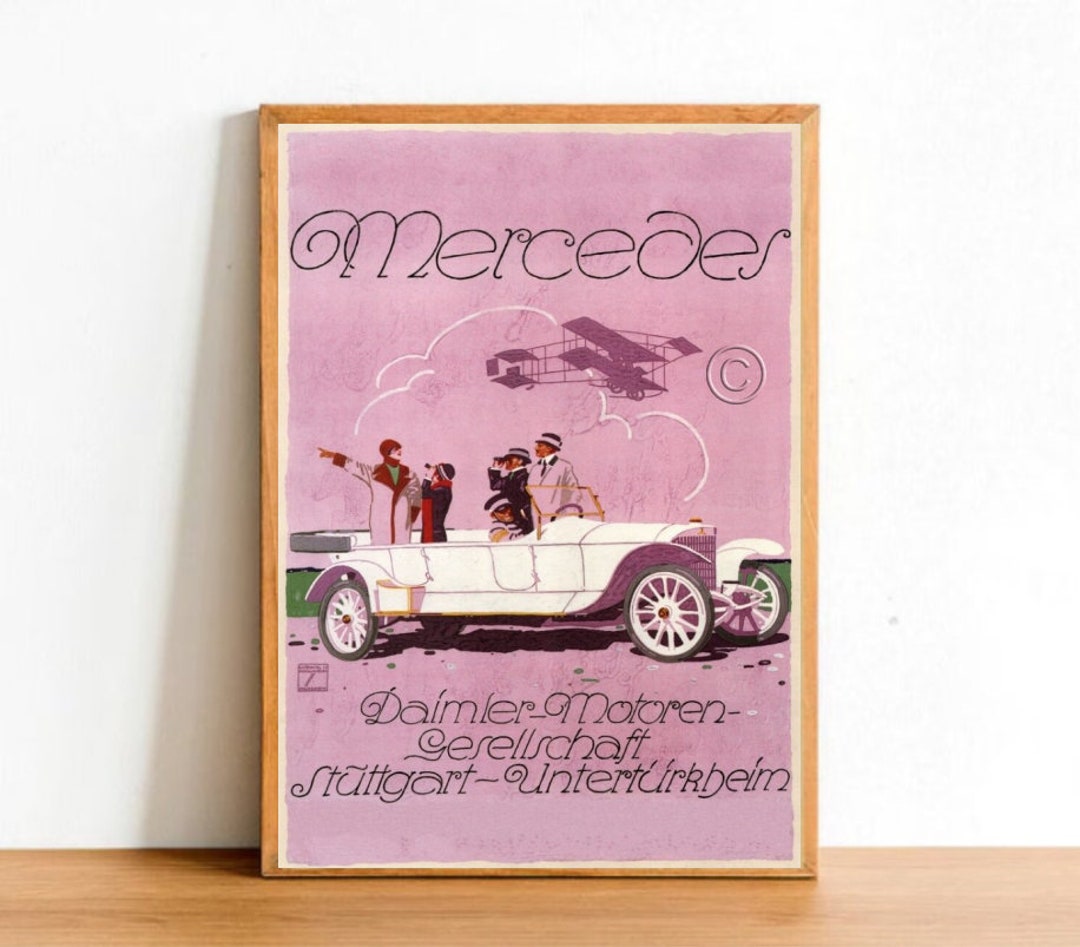 Retro Mercedes Car Advertisement Poster Print - A4 Size - Etsy