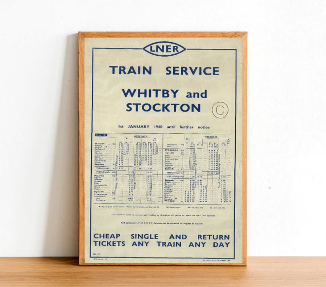 Whitby Train England Retro Poster Print, Vintage Timetable Railway UK ...
