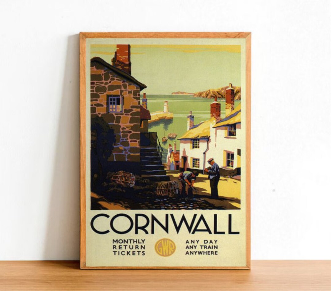 Cornwall England Retro Poster Print, Vintage City Town County UK Travel ...