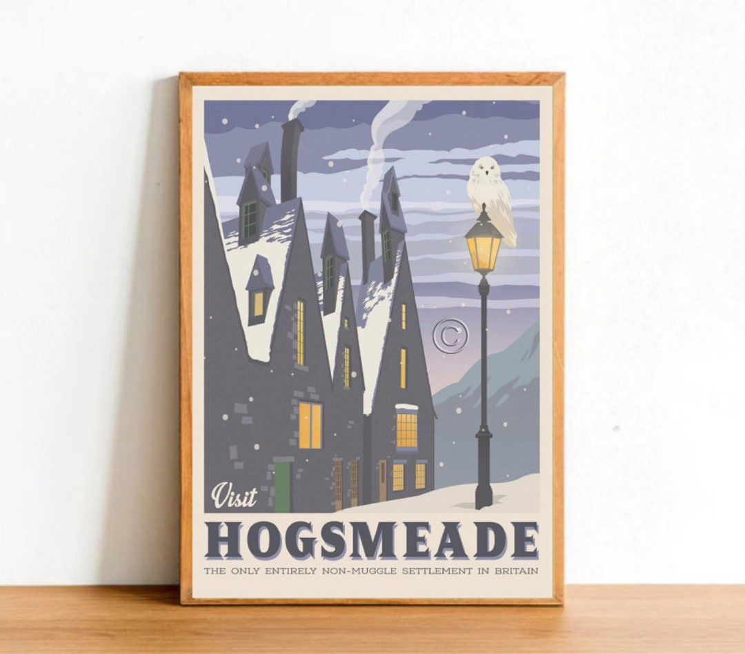 Hogsmeade Village Retro Poster Print, Vintage Magic Fantasy Story Book ...