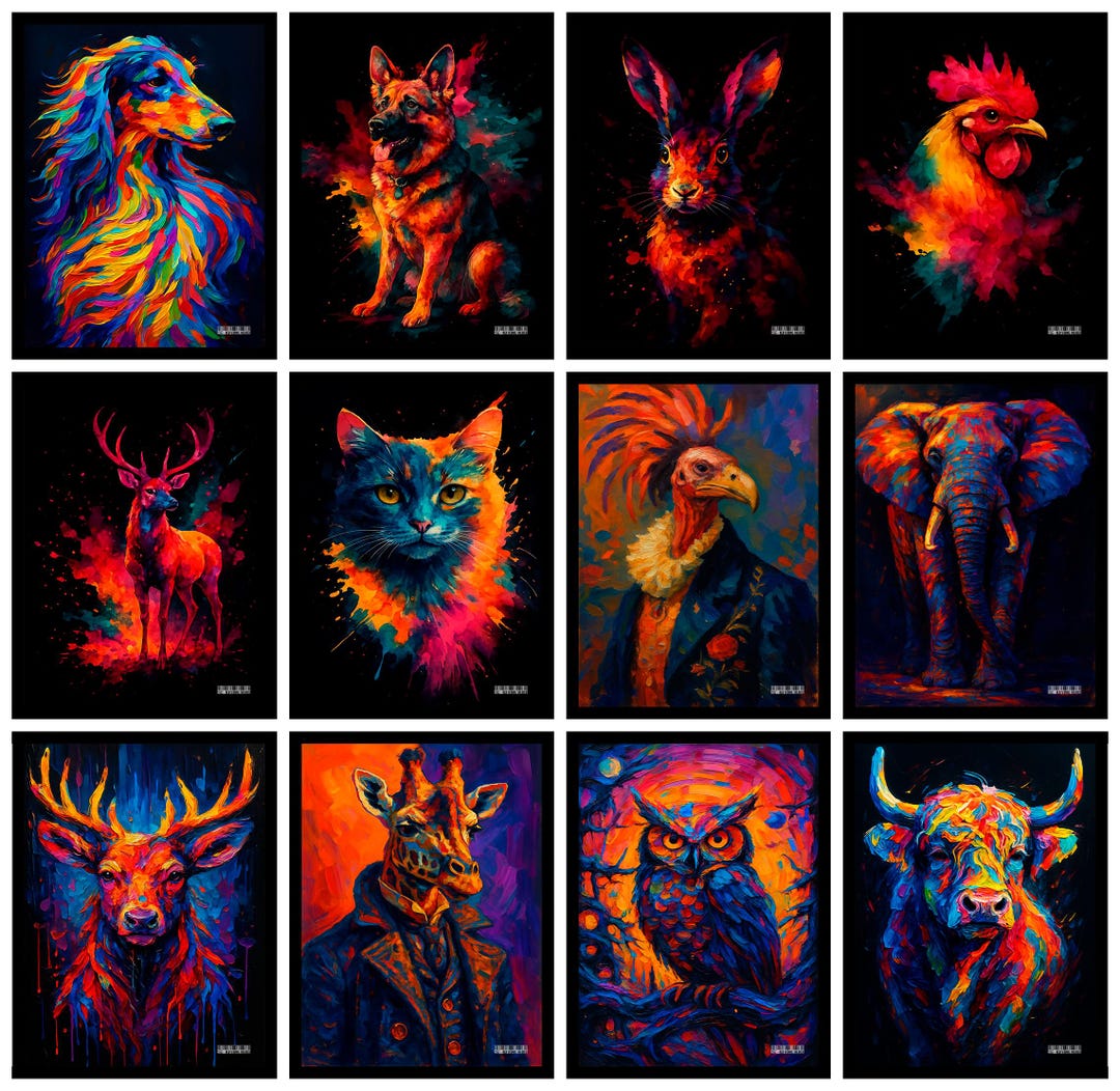 Vibrant Wild Soul Expressions – A3 A4 A5 Animal Wall Posters - Etsy ...