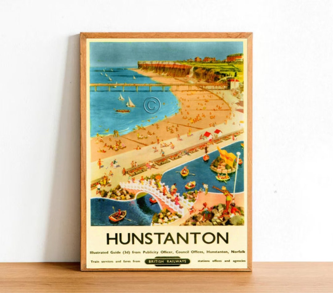 Hunstanton England Retro Poster Print, Vintage City Town Travel UK ...