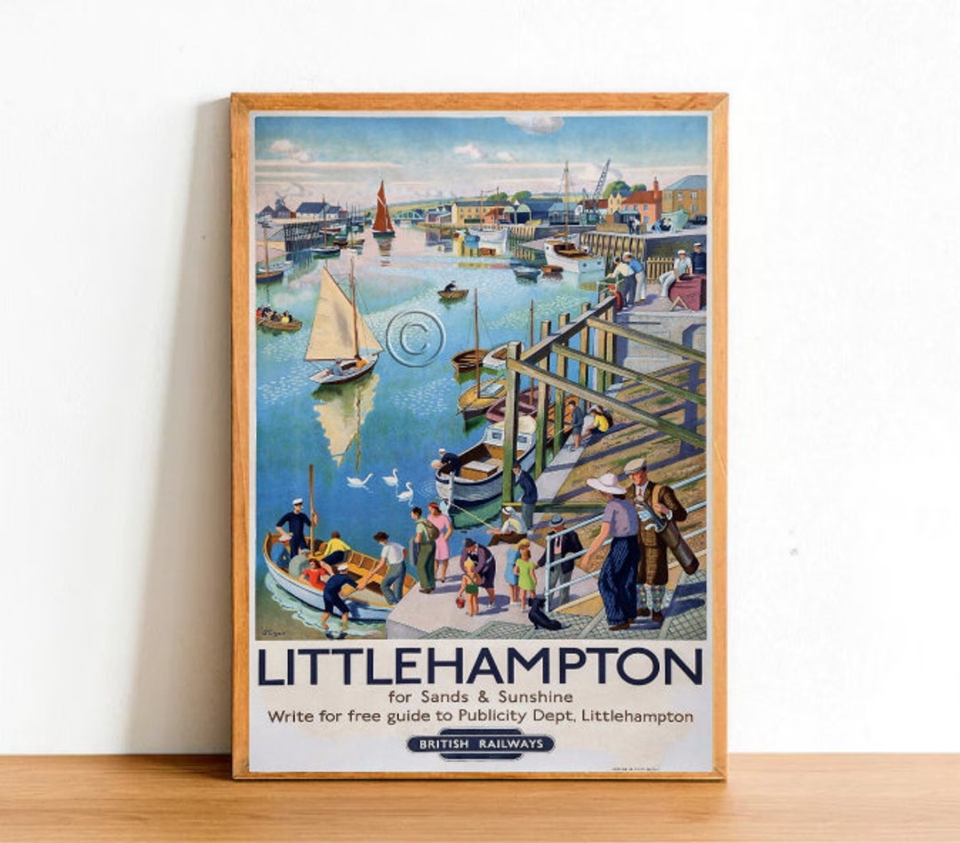 Littlehampton UK Retro Poster Print, Vintage Town City Travel Seaside ...