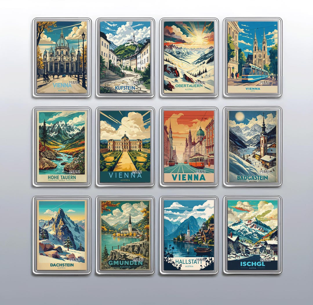 Vibrant Vienna and Austrian Alps Resorts – Acrylic Fridge Magnet 70× ...