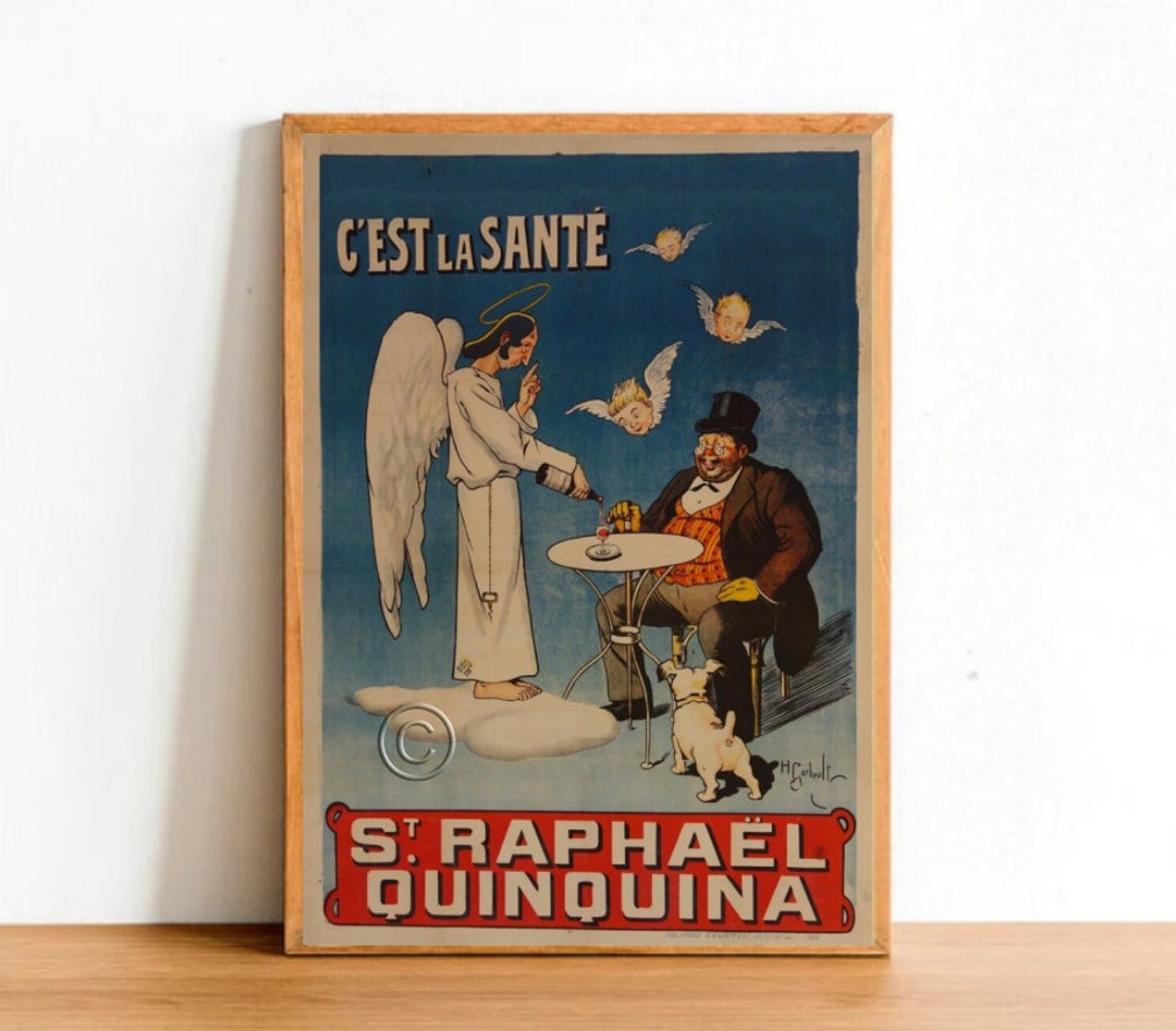 Vintage St Raphael Quinquina Drink Poster: Retro Bar Advertisement Art ...