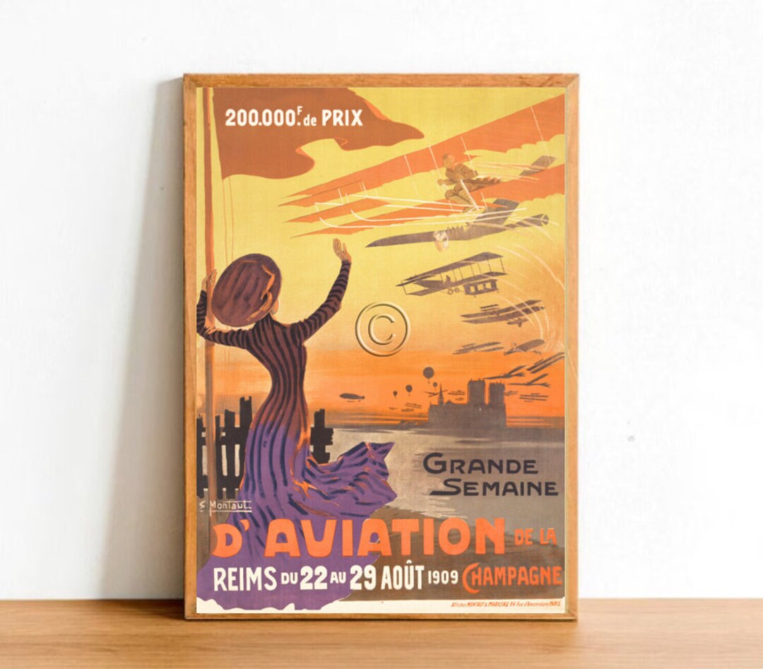 Retro Aviation Competition Poster: Vintage French Plane Print (A4 Size ...