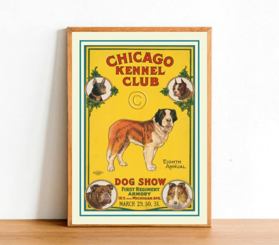Retro Dog Show Advertisement Poster Print, Vintage Pet Club Chicago ...