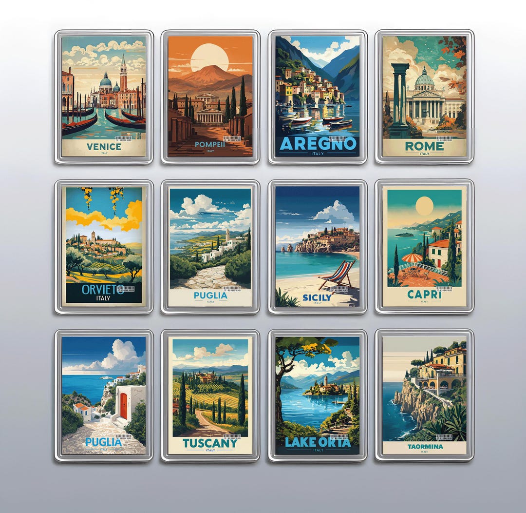 Iconic Italian Cities & Coast Views – Acrylic Fridge Magnet 70×45mm ...