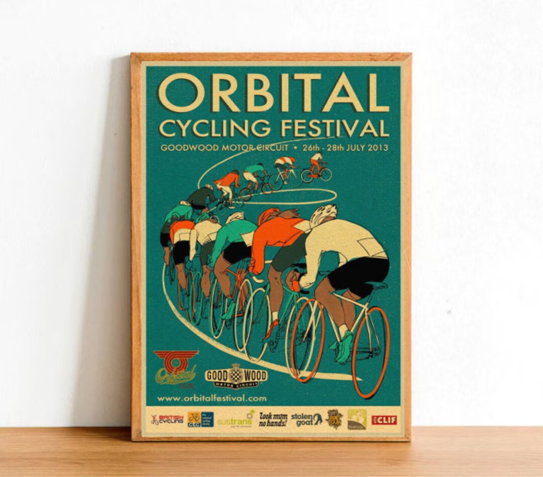 Vintage Cycling Poster, Retro Bicycles Advertisement, Festival ...
