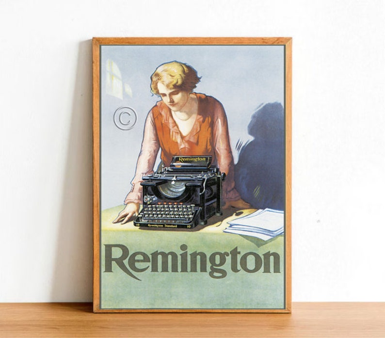 Retro Typewriter Advertisement Poster Print, Vintage Writing Machine ...