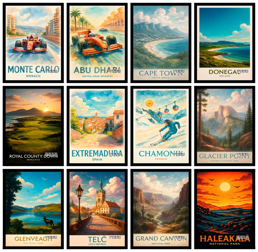 Famous Global Scenic Wonders – A3 A4 A5 Famous Landmarks City Views - Etsy