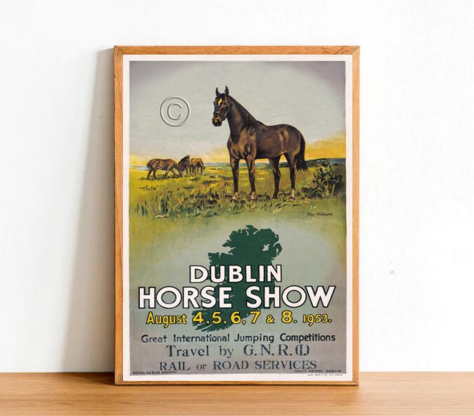 Retro Horse Show Advertisement Poster Print, Vintage Animal Club Dublin ...