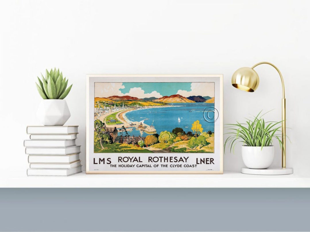 Rothesay Scotland Retro Poster Print, Vintage Town City UK Travel ...