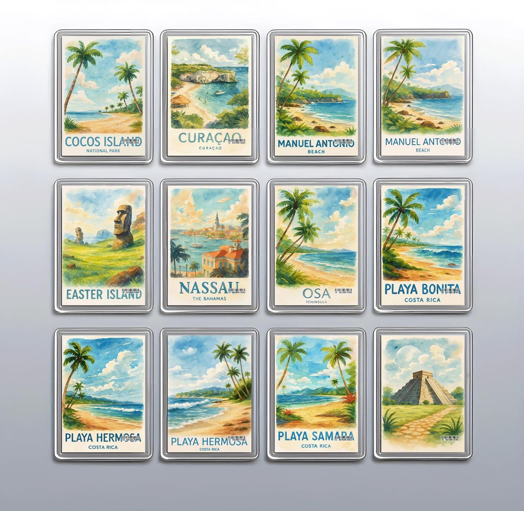 Caribbean Islands & Beaches – Acrylic Fridge Magnet 70×45mm • Square ...