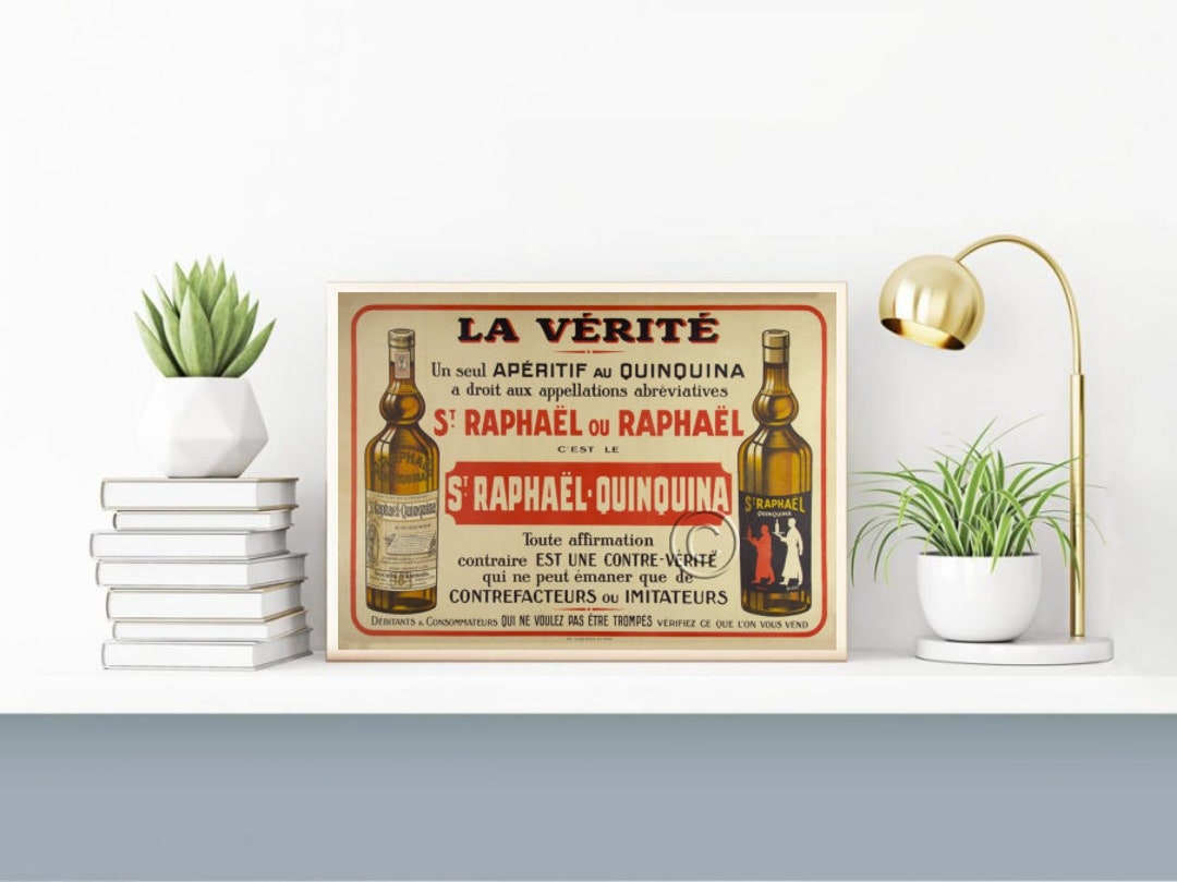 Vintage S'raphael Quinquina Drink Poster: Retro Bar Decor, A4 Print - Etsy