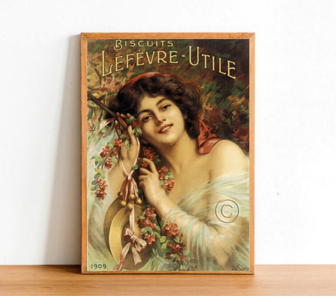 Retro Biscuits Advertisement Poster Print, France Europe Vintage Sweets ...