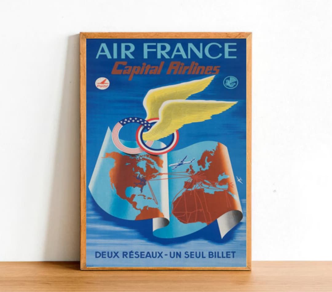Airplane Retro Advertisement Poster Print Vintage Plane - Etsy