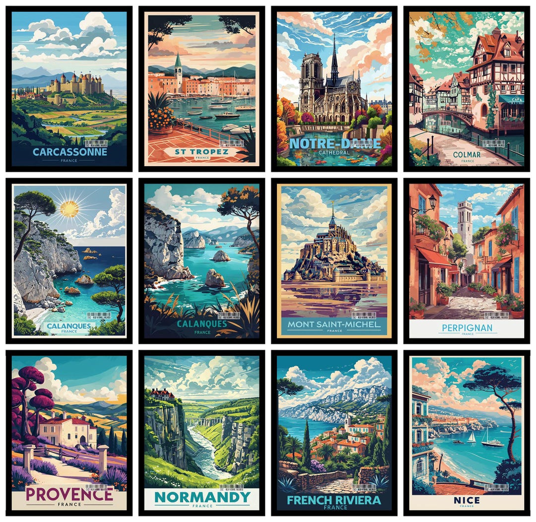 France Landmarks & Coastal – A3 A4 A5 Travel City Posters - Etsy