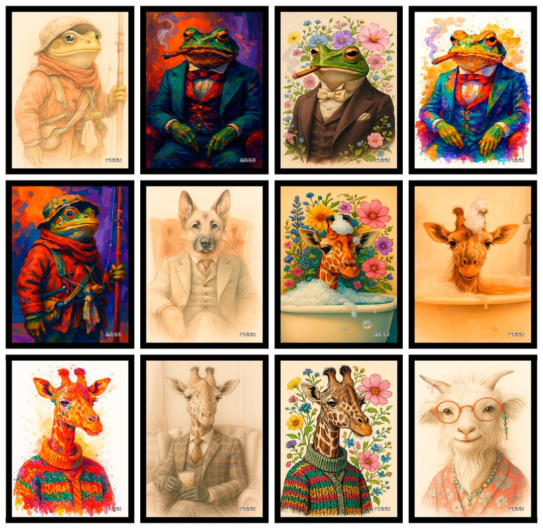 Dapper Noble Animal Portraits – A3 A4 A5 Animal Wall Posters - Etsy