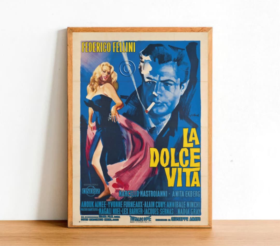 Retro Movie Poster Print, Vintage Art Film Drama Comedy Italy Europe ...