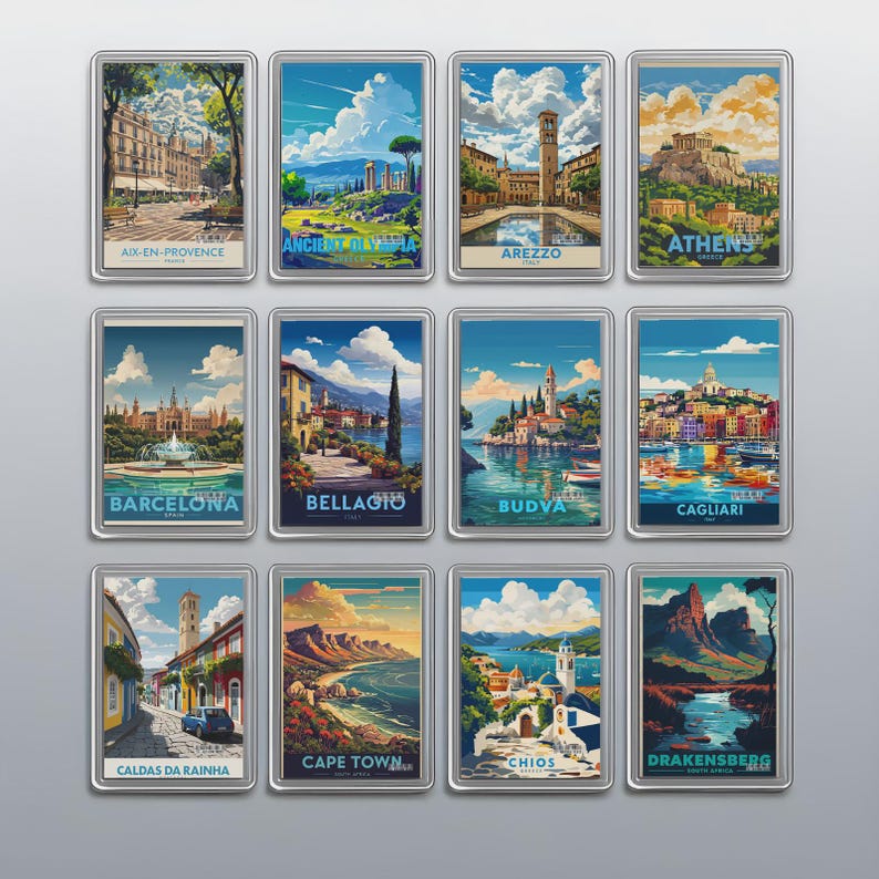 World Cities Fridge Magnet - Megapolis - Vintage Skylines - Famous ...