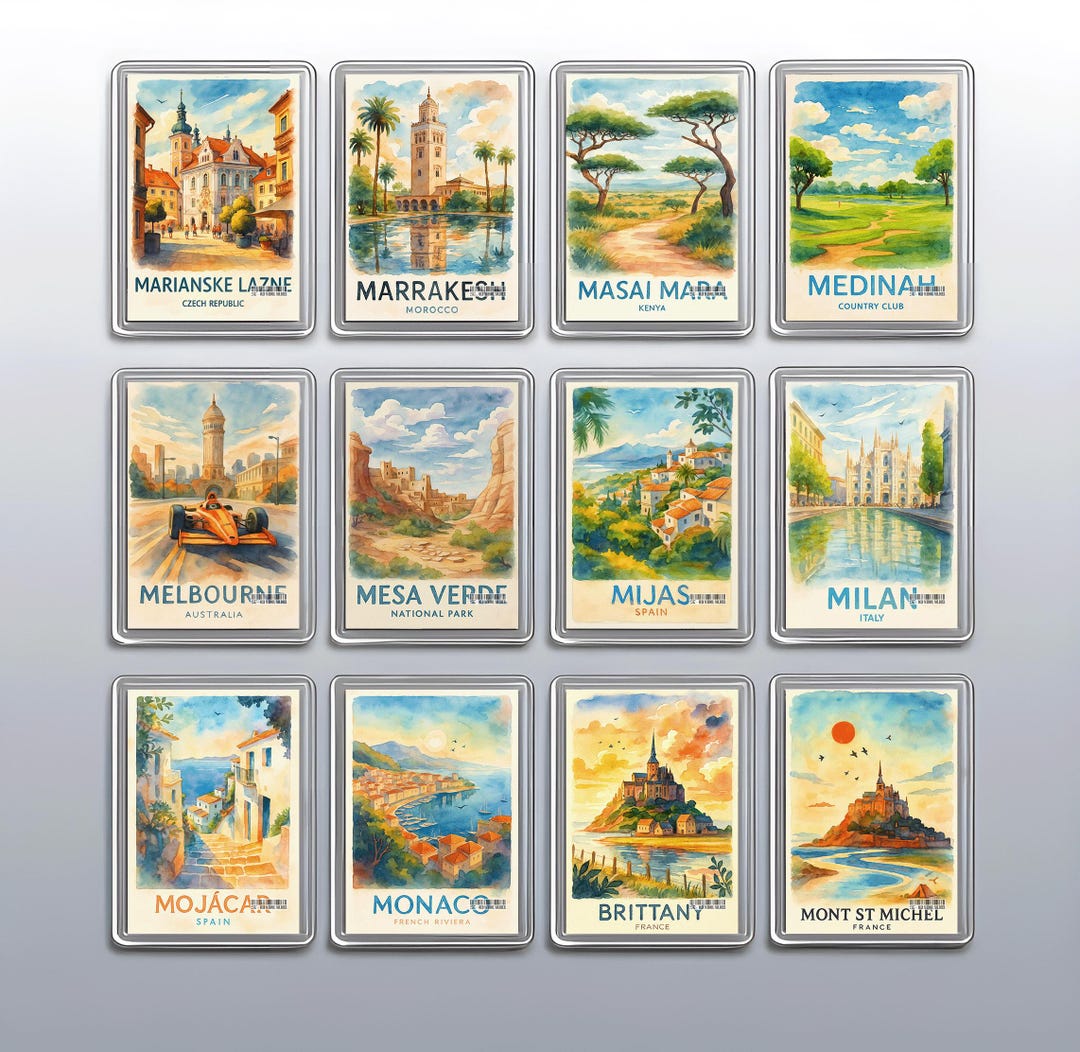 Global Cities & Famous Landmarks Art – Acrylic Fridge Magnet 70×45mm ...