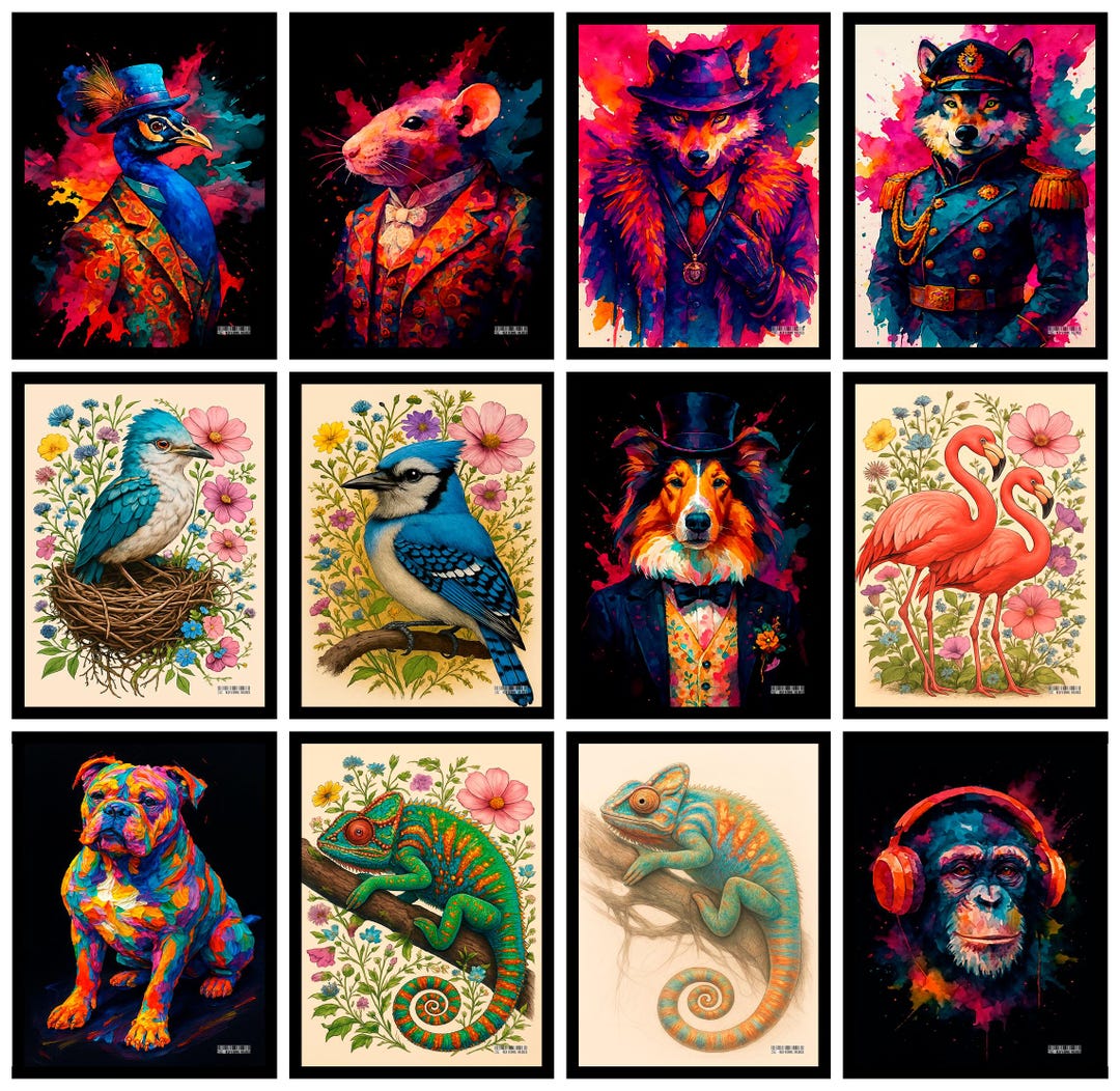 Vibrant Wild Soul Expressions – A3 A4 A5 Animal Wall Posters - Etsy