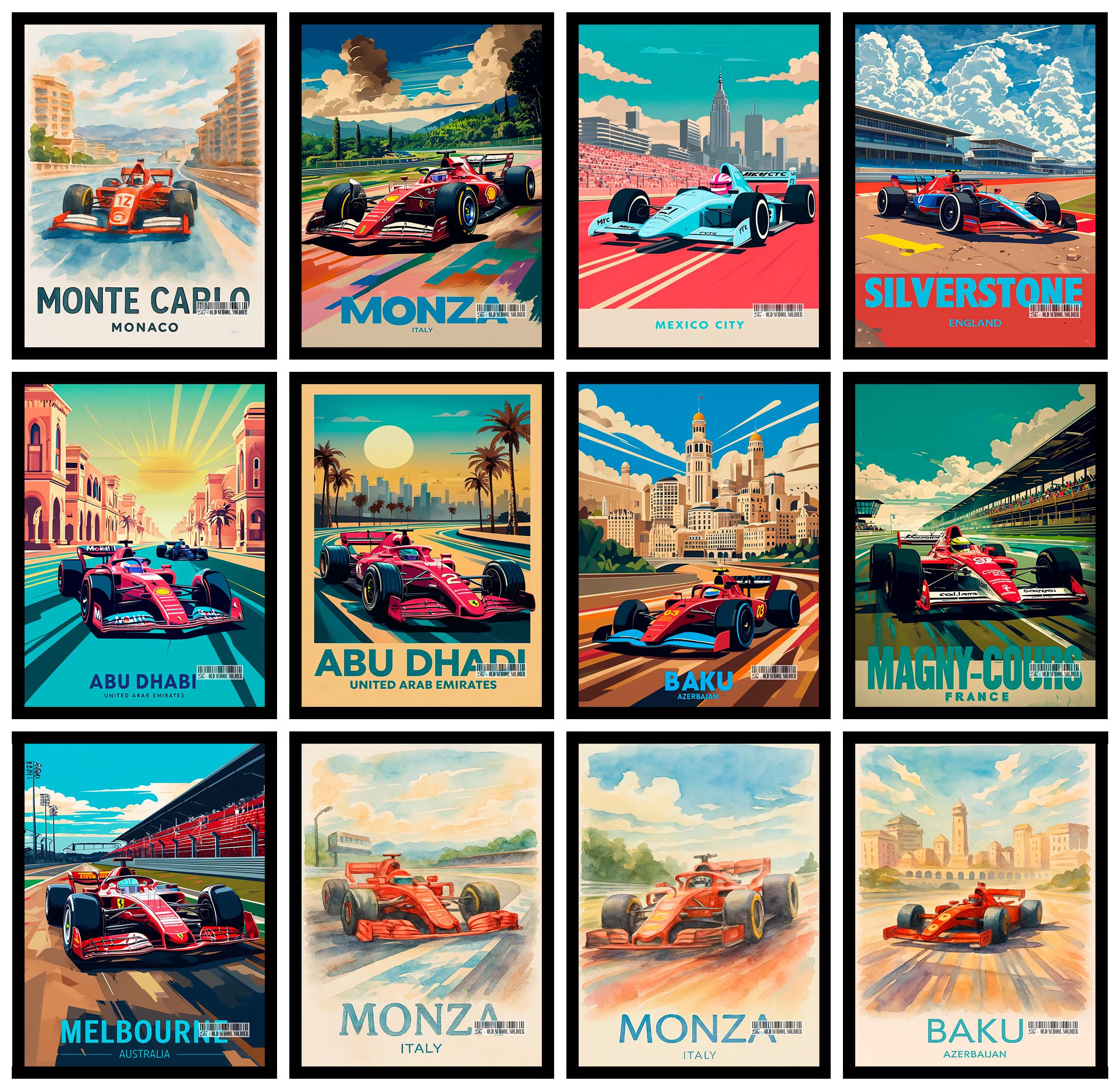 Global Grand Prix Racing Circuits – A3 A4 A5 Formula 1 Racing Posters ...