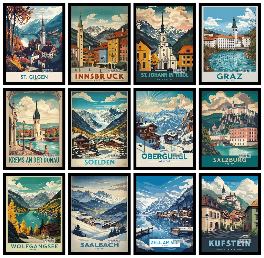 Austrian Alps Getaway – A3 A4 A5 Travel City Posters - Etsy