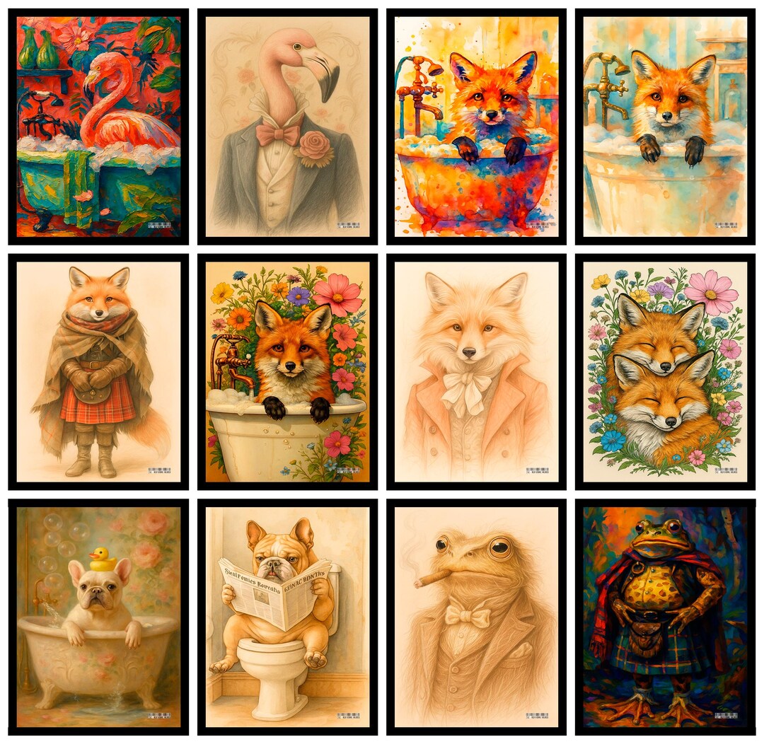 Elegant Heritage Animal Portraits – A3 A4 A5 Animal Wall Posters - Etsy