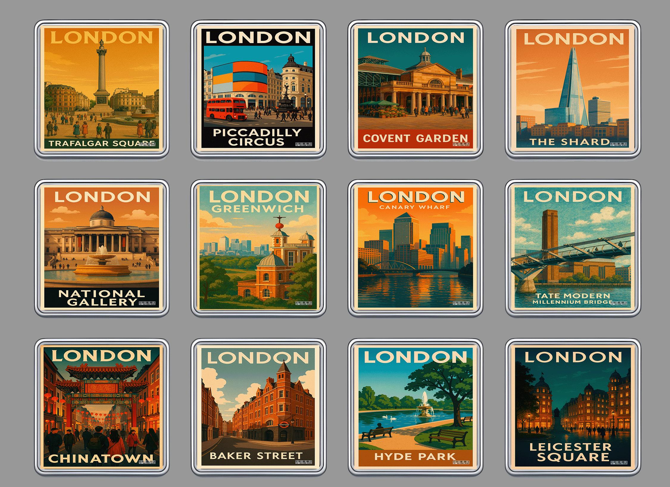 London Iconic Landmarks – Acrylic Fridge Magnet 70×45mm • Square Magnet ...