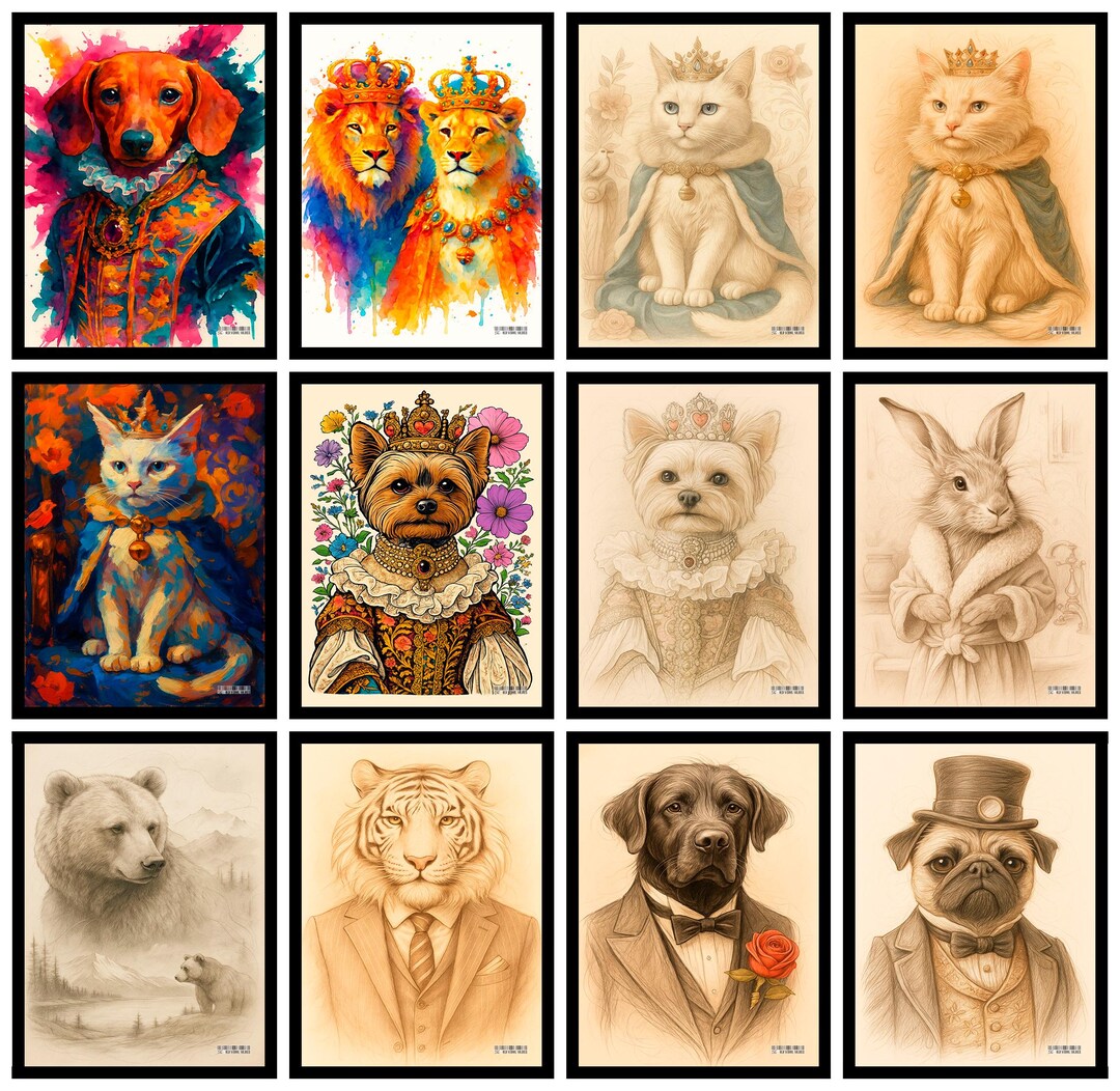 Regal Sovereign Pet Portraits – A3 A4 A5 Animal Wall Posters - Etsy