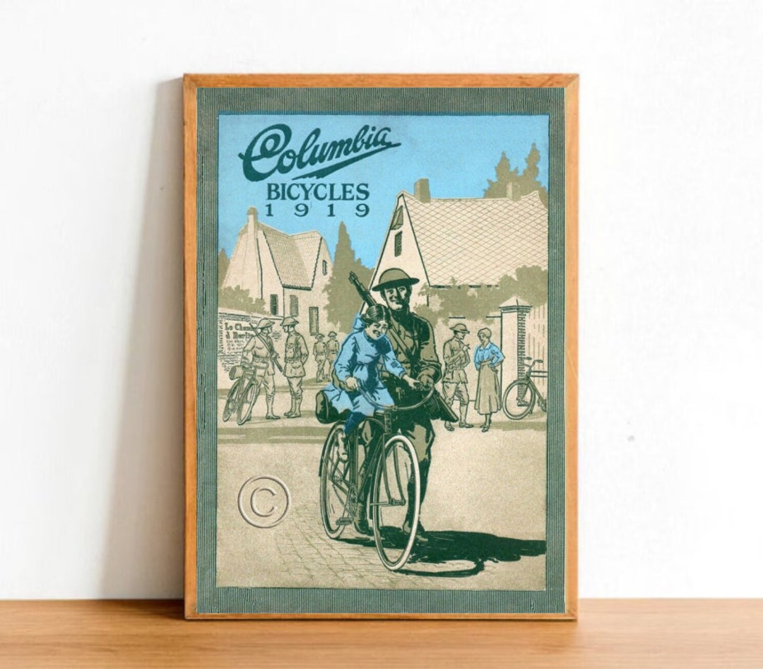 Retro Bicycle Advertisement Poster Print, Vintage Cycles Riding Bike ...