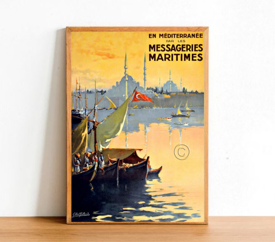 Istanbul Turkey Retro Poster Print, Vintage City Town Travel Europe ...