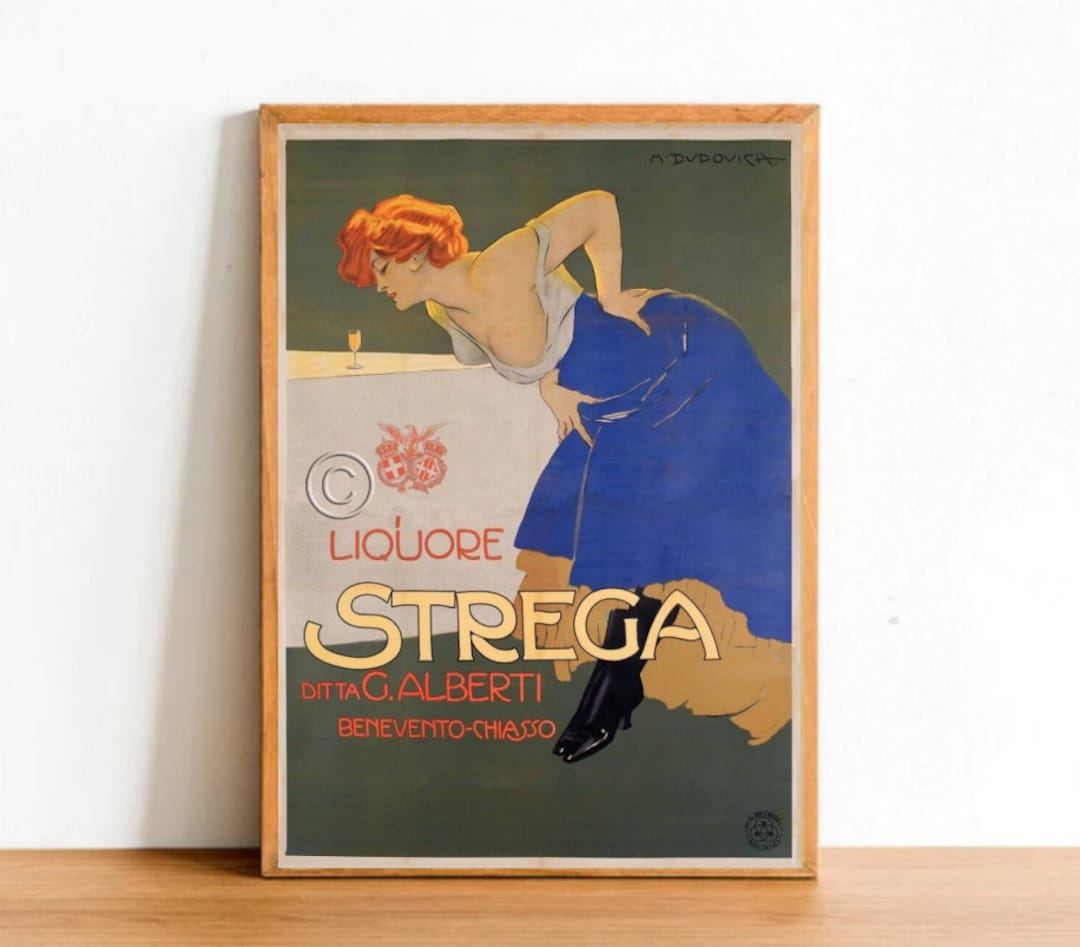 Vintage Strega Liqueur Poster: Retro Italian Drink Advertisement, A4 ...