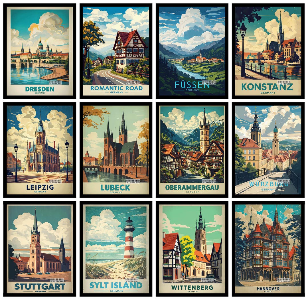 Enchanting German Getaways – A3 A4 A5 Travel City Posters - Etsy