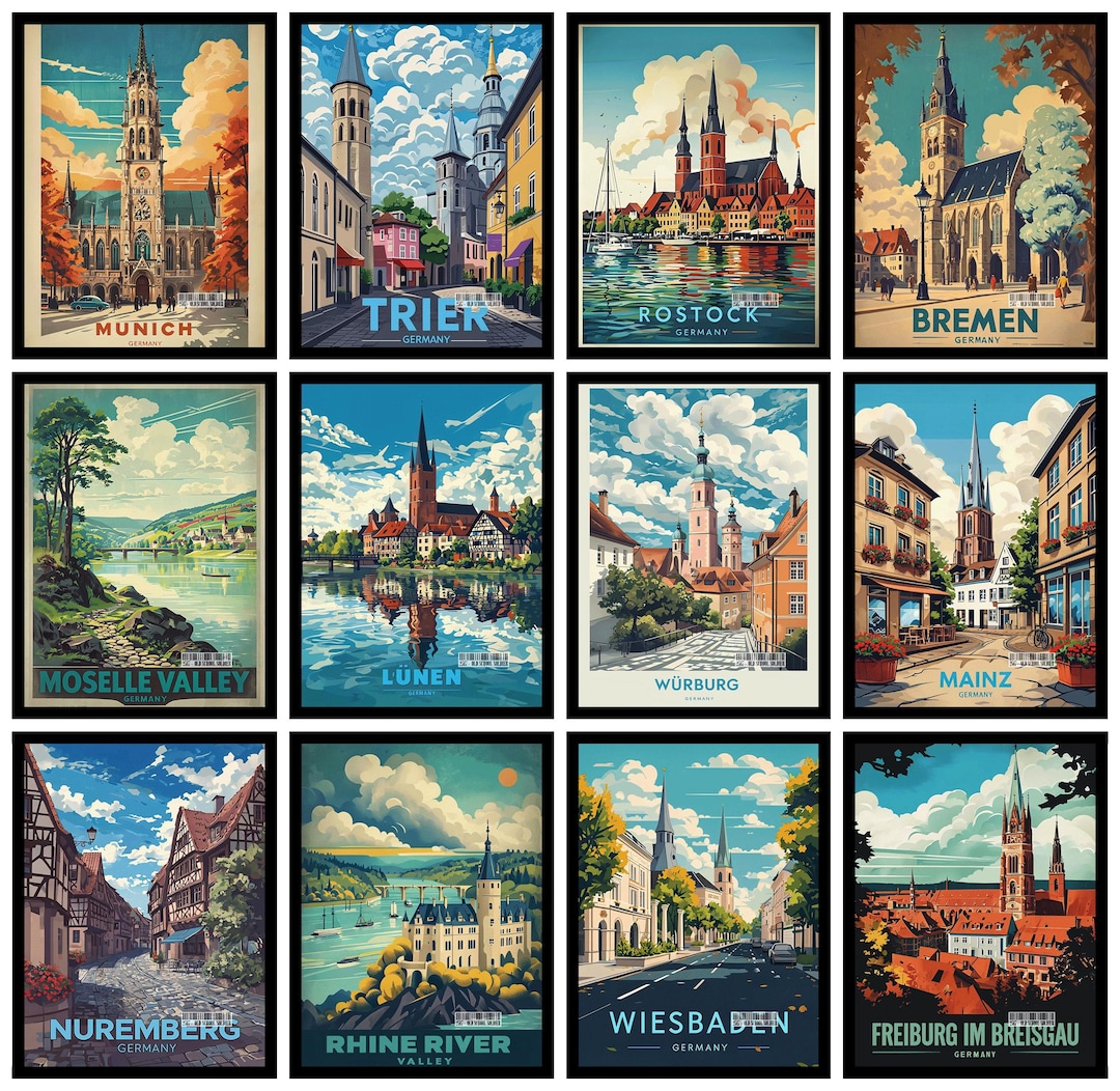Picturesque German Landmarks – A3 A4 A5 Travel City Posters - Etsy