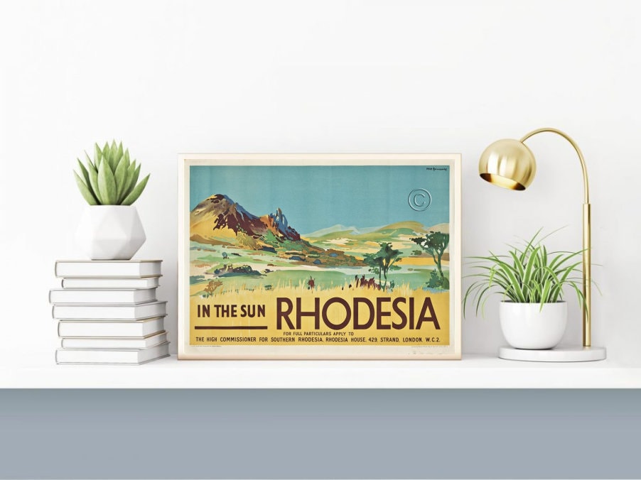Rhodesia South Africa Retro Poster Print, Vintage Country Zimbabwe ...