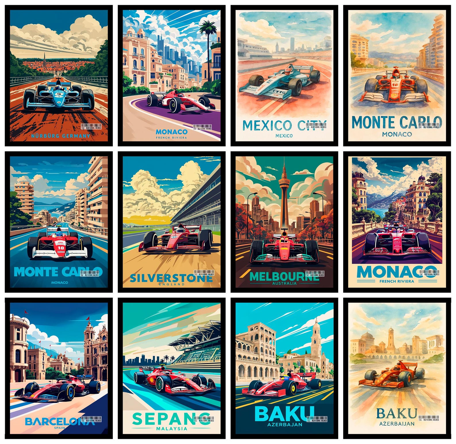 Iconic International Racing Circuits – A3 A4 A5 Formula 1 Racing ...