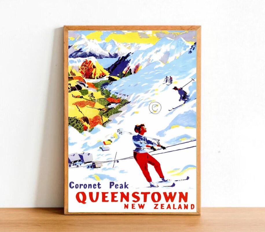 Queenstown New Zealand Retro Poster Print Vintage Town - Etsy