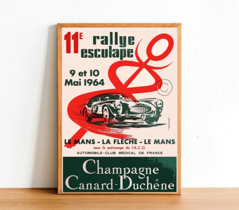 Retro Car Race Advertisement Poster Print, Vintage Automobile Machine ...