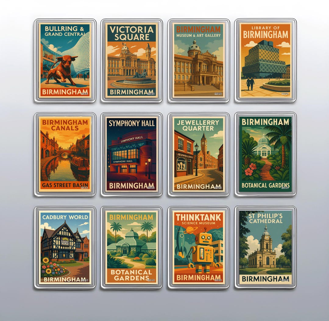 Birmingham UK Travel Landmarks – Acrylic Fridge Magnet 70×45mm • Square ...