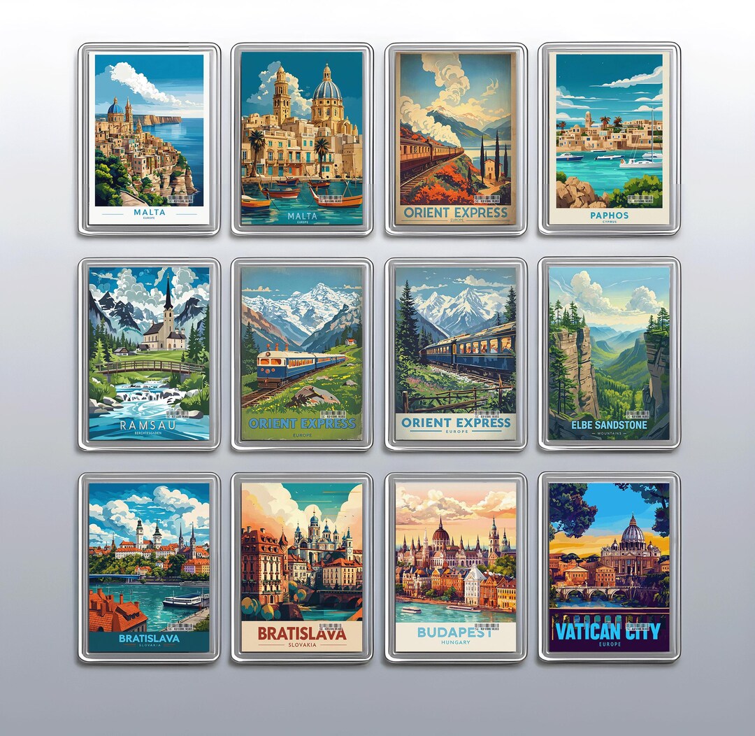 Iconic Europe Cities & Orient Express – Acrylic Fridge Magnet 70×45mm ...