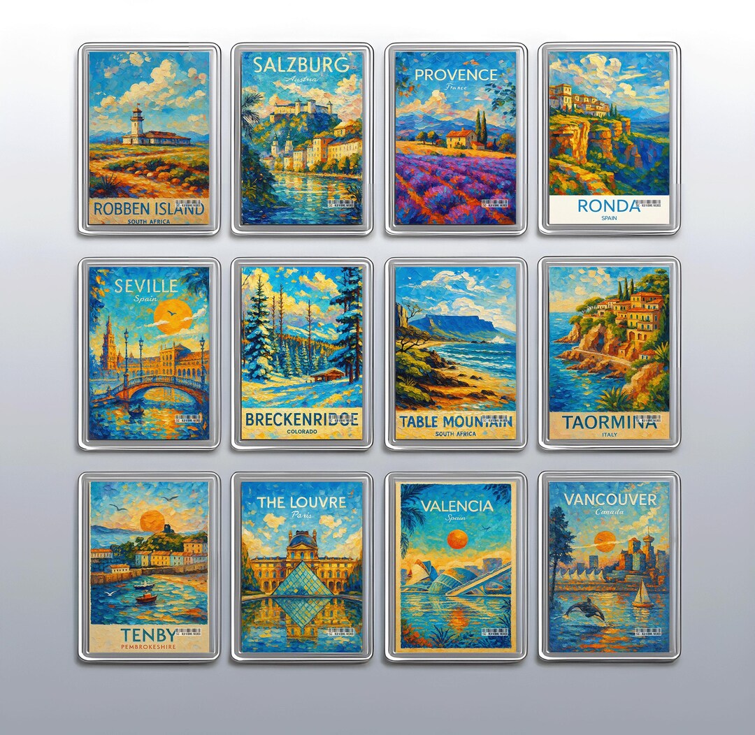 Global Cities & Landmarks – Acrylic Fridge Magnet 70×45mm • Square ...