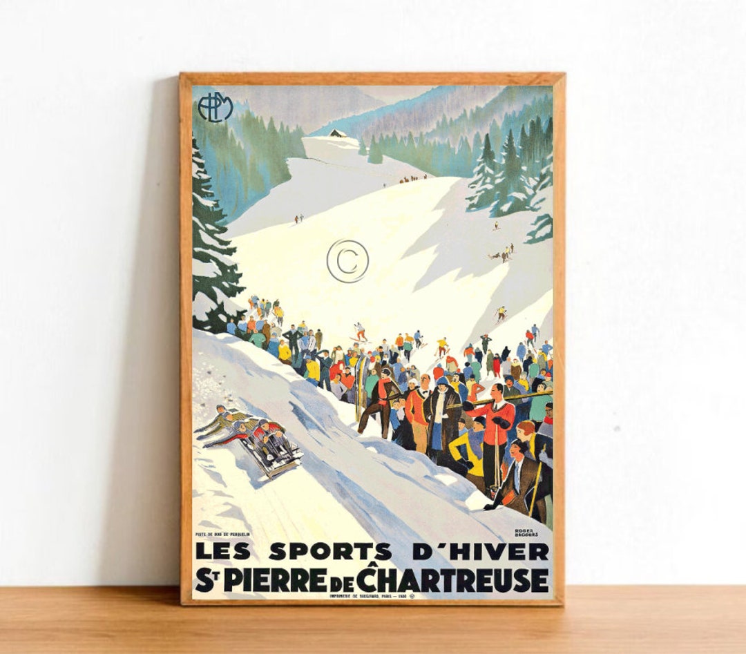 Retro Skiing Chartreuse France Poster: Vintage Winter Travel Art (A4 ...