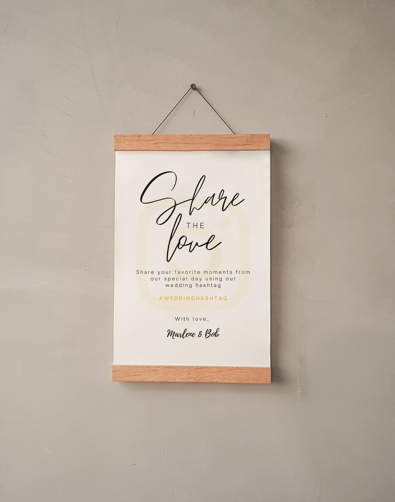 Share the Love Wedding Hashtag Card Template for Canva I Editable and ...