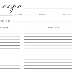 Simple Family Recipe Card Template for Canva I Editable and ...