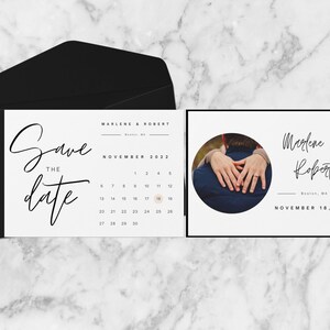Minimalist Calendar Save the Date Template for Canva I Editable and ...