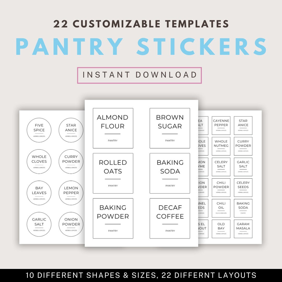 Modern Pantry Label Digital Templates DIY Digital Download, Editable on ...