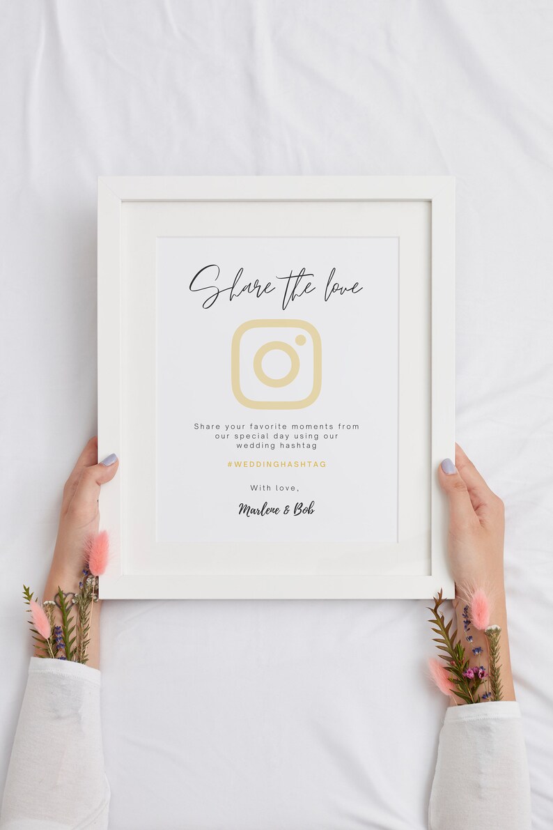 Share the Love Wedding Hashtag Card Template for Canva I Editable and ...